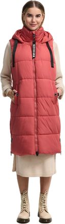 Navahoo Damen Steppweste Stehkragen gefüttert Ärmellose Outdoor Weste mit Kapuze [B942-Schnuff-Rouge-Gr.M]