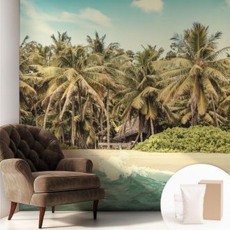 Tulup Carta Da Parati Non Tessuto - Decorazione Da Muro - Traspirante - Con Motivo - Per Camera Da Letto Cucina Spiaggia Tropicale 250x250 Cm