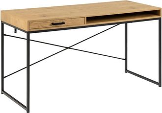 ebuy24 Sea Schreibtisch 1 Schublade, 1 Fach natur, schwarz