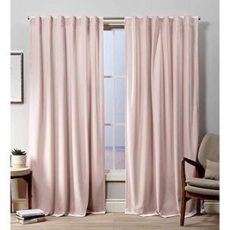 Exclusive Home Schwerer, lichtfilternder Samtvorhang mit versteckten Schlaufen, 1 Paar, 132 x 244 cm, Blush (Rosa)