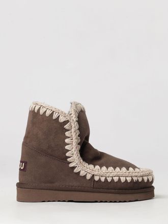 Mou Bottines Eskimo en daim avec coutures contrast&eacute;es et doublure en laine