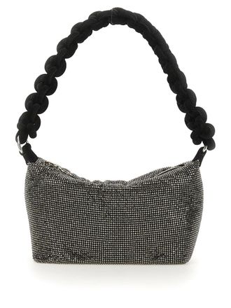 Kara Womens Bag With Knotted Handle Charcoal Polyester Shoulder