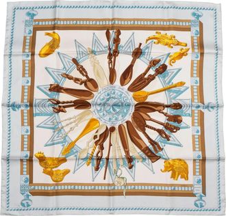 Hermès Tücher & Schals - Hermes Classic Cuillers Dafrieque Silk Carre 90 S - Gr. unisize - in Blau - für Damen