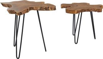 Beliani Beistelltisch 2er Set Holz Dunkelbraun/schwarz Camrose