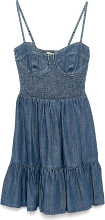 Michael Kors robe bustier à fronces - Bleu
