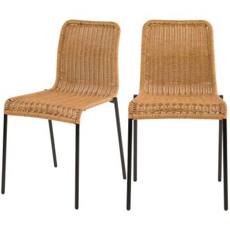 Rendez-Vous D&eacute;co Lot de 2 chaises int&eacute;rieur/ext&eacute;rieur en r&eacute;sine tress&eacute;e naturelle - SIRIVARA