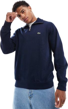 Lacoste Essentials - Sweatshirt in Marineblau mit kurzem Rei&szlig;verschluss