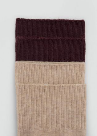 Mango 2er-Pack Baumwollsocken mit Rippmuster bordeaux - Damen - Einheitsgröße - MANGO