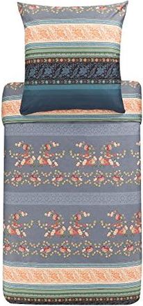 Bassetti Bettwäsche Garnitur Orosei G1 aus Baumwolle Mako-Satin in der Farbe Grau 2-Teilig mit Reißverschluss, Maße: 200cm x 200cm, 80cm x 80cm, 9323455