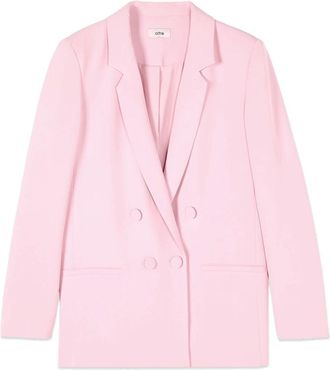 Oltre Femme, Vestes, Rose, Taille: 46 FR Blazer crois&eacute; en tissu cr&ecirc;pe