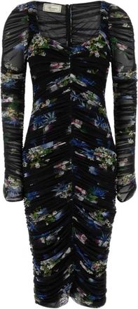 Blumarine Femme, Robes, Noir, Taille: 40 FR Robe midi en tulle imprim&eacute; avec fronces