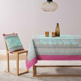 Bassetti Indian Roses Tischdecke aus 100% Baumwolle, Panama-Gewebe in der Farbe Türkis T1, Maße: 150x250 cm - 9332388