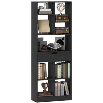 HOMCOM Biblioth&egrave;que meuble de rangement - HOMCOM - tiroir et &eacute;tag&egrave;res ouvertes - 60 x 26 x 158 cm - noir
