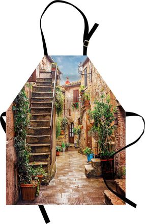 Abakuhaus Italienisch Kochsch&uuml;rze, Ansicht der Alten Mittelmeerstra&szlig;e mit Steinrock-H&auml;usern im italienischen Stadt-l&auml;ndlichen Druck, Maschienenwaschbar kein Ver