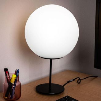 Fischer Leuchten Fischer Leuchten - Lampe de table Lampe dappoint Lampe de chevet Lampe de chambre &agrave; coucher Lampe de salon, m&eacute;tal Boule en verre, 1x E14, h 41,5 cm