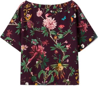 La DoubleJ floral short-sleeve blouse - Violett