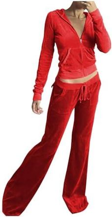 Generic Ensemble de surv&ecirc;tement pour femme en polaire &agrave; manches longues avec sweat-shirt et pantalon de jogging - Tenue 2 pi&egrave;ces - Tenue de d&eacute;tente pour femme