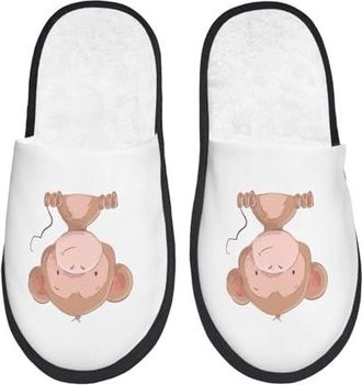 Generic L&eacute;g&egrave;re Peluche Pantoufles singe de style dessin anim&eacute; Chaussures de Maison Chaud Chaussons en Peluche pour Femme Maison Int&eacute;rieur L