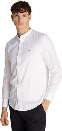 Tommy Hilfiger Chemise Homme Flex Poplin Solid Mao Regular Fit, Blanc (White), XXL