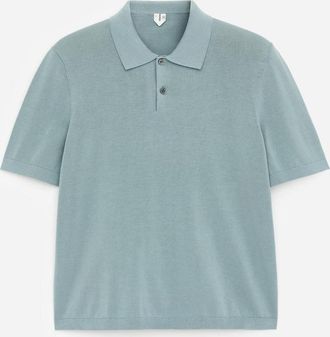 Arket Feinstrick-Poloshirt -T&uuml;rkis