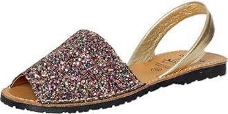 Avarcashop Avarcas Sandales d&eacute;t&eacute; en cuir v&eacute;ritable pour femme Espandrillos Menorquinas Menorca Sandales &agrave; paillettes (multicolore, syst&egrave;me de taille des chaussur