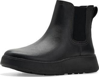 FitFlop Damen F-Mode Stitch Warm Tumbled-Leather Chelsea Boots, Schwarz, 36 EU