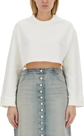 Courr&egrave;ges Femme, Sweatshirts et sweats &agrave; capuche, Blanc, Taille: 40 FR Cocoon Fleece Cropped Sweater