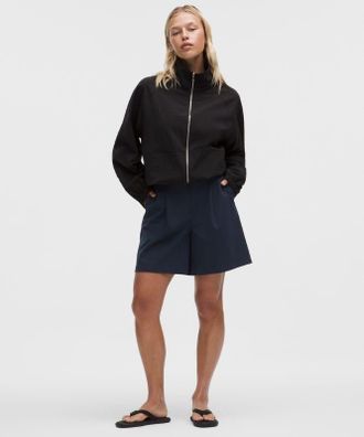 lululemon Short Daydrift &agrave; pinces taille haute pour Femmes - 18 cm - Bleu - Taille 2XS