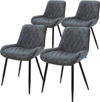 ML Design 4er Set Esszimmerst&uuml;hle Esszimmerstuhl mit R&uuml;cken- und Armlehnen, Anthrazit, PU-Kunstleder Sitzfl&auml;che, Metallbeine, K&uuml;chenst&uuml;hle K&uuml;chenstuhl