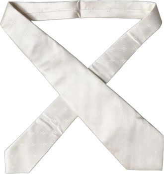 Dolce & Gabbana Femme, Accessoires, Blanc, Taille: ONE Size Cravate G&eacute;om&eacute;trique R&eacute;glable en Soie
