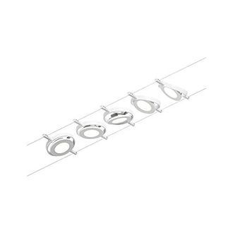 Paulmann 94416 CorDuo Kit de cordage LED RoundMac DC avec câble métallique extensible Blanc chromé 3000 K 5 x 4,5 W