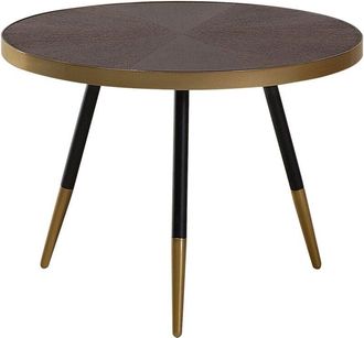Beliani Beliani - Table Basse Ronde 61 cm avec Plateau en mdf Effet Bois Fonc&eacute; et D&eacute;tails en M&eacute;tal Dor&eacute; de Style R&eacute;tro pour Salon Moderne ou Scandinave