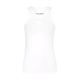 Paco Rabanne Wei&szlig;es Logo-Devore Baumwoll-Tanktop - - Tops - Damen - Wei&szlig; - L