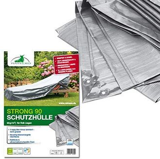 Bio Green Rainexo Wetterschutzh&uuml;lle Hochrei&szlig;fest f&uuml;r 1 Gartenliege, 1.85 x 1.15 x 0.68 m, silber / grau, UV best&auml;ndig 5 Jahre
