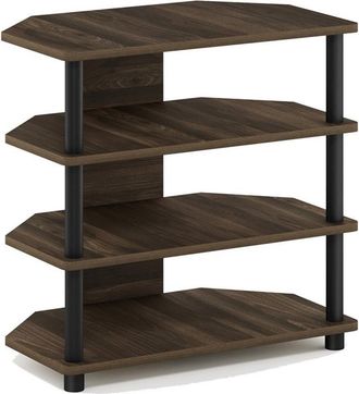 Furinno Drehrohr einfache Montage 4-stufig Petite TV Ständer, Columbia Walnuss/Schwarz