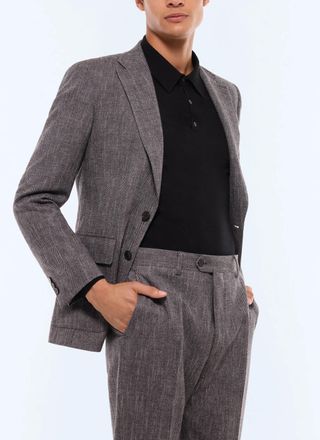 Fursac Veste droite en laine &agrave; chevrons - Taille 44 - Homme