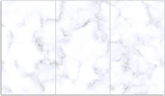 Wallario Herdabdeckplatte/Spritzschutz aus Glas, 3-teilig, 90x52cm, f&uuml;r Ceran- und Induktionsherde, Wei&szlig;e Marmor-Optik