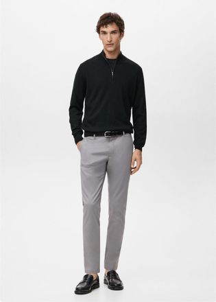 Mango Pullover mit Rei&szlig;verschlusskragen aus 100 % Merinowolle schwarz - Herren - XXL - MANGO MAN