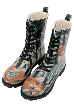 Dogo Femme Cuir Vegan Multicolore Bottes Longues - Cuddling Season Motif