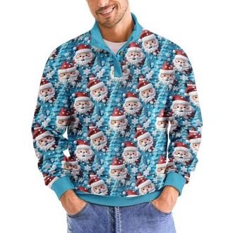 Generic Pull de Noël pour homme avec motif darbre de Noël amusant - Pull tricoté à rayures - Pull à manches longues - Pull de Noël pour homme, Bleu ciel., 3XL