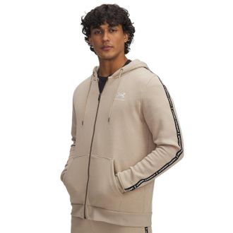 Under Armour Hoodie mit durchgehendem Rei&szlig;verschluss f&uuml;r Herren, Fleece, &Auml;rmel mit Streifen (Khaki)