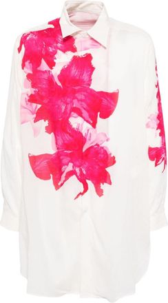 Yohji Yamamoto Hemd mit Blumen-Print - Weiß