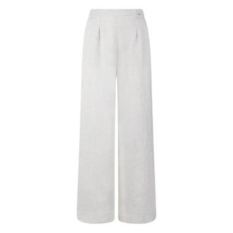 Bomboogie Femme, Pantalons, Blanc, Taille: 38 FR Pantalon Palazzo en Lin