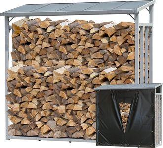 Quick Star Aluminium Kaminholzregal XXL 185 x 70 x 185 cm mit Wetterschutz Garten Kaminholzunterstand 2,3 m³ Kaminholzlager Stapelhilfe Aussen