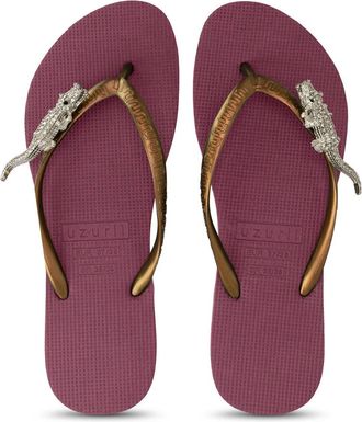 UZURII Slipper & Pantoletten - Zehentrenner Silver Crocodile Switch - Gr. 35,5 (EU) - in Rot - f&uuml;r Damen