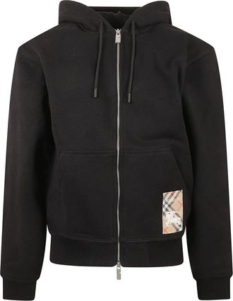 Burberry Homme, Sweatshirts et sweats à capuche, Noir, Taille: S Veste à capuche zippée à carreaux