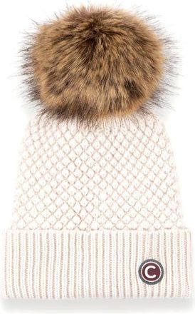 Colmar Femme, Accessoires, Beige, Taille: ONE Size Faux Fur Pompom Hat