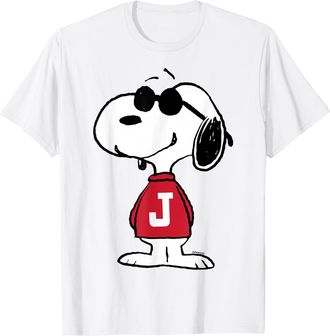 Peanuts Damen Unisex-Jugendliche Unisex-Erwachsene Weiß Snoopy Joe Cool Graphic T-Shirt
