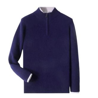 Generic Pull à manches longues en laine pour homme - Col montant - Pull décontracté - Automne et hiver, noir foncé, 3XL