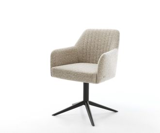 DELIFE Drehstuhl Greg-Flex Webstoff Soft Beige Fu&szlig;kreuz Schwarz 360&deg; drehbar Wippfunktion Taschenfederkern, Esszimmerst&uuml;hle